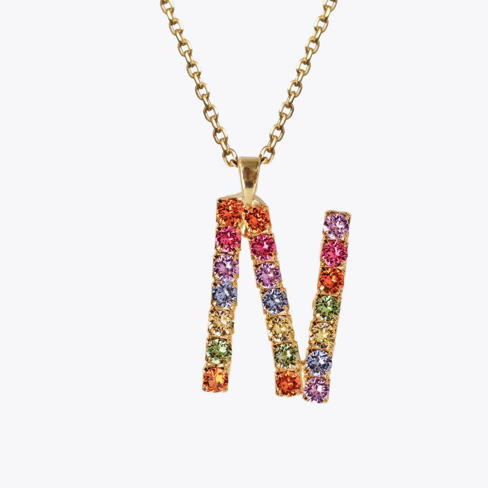 Letter Necklace N Rainbow Combo